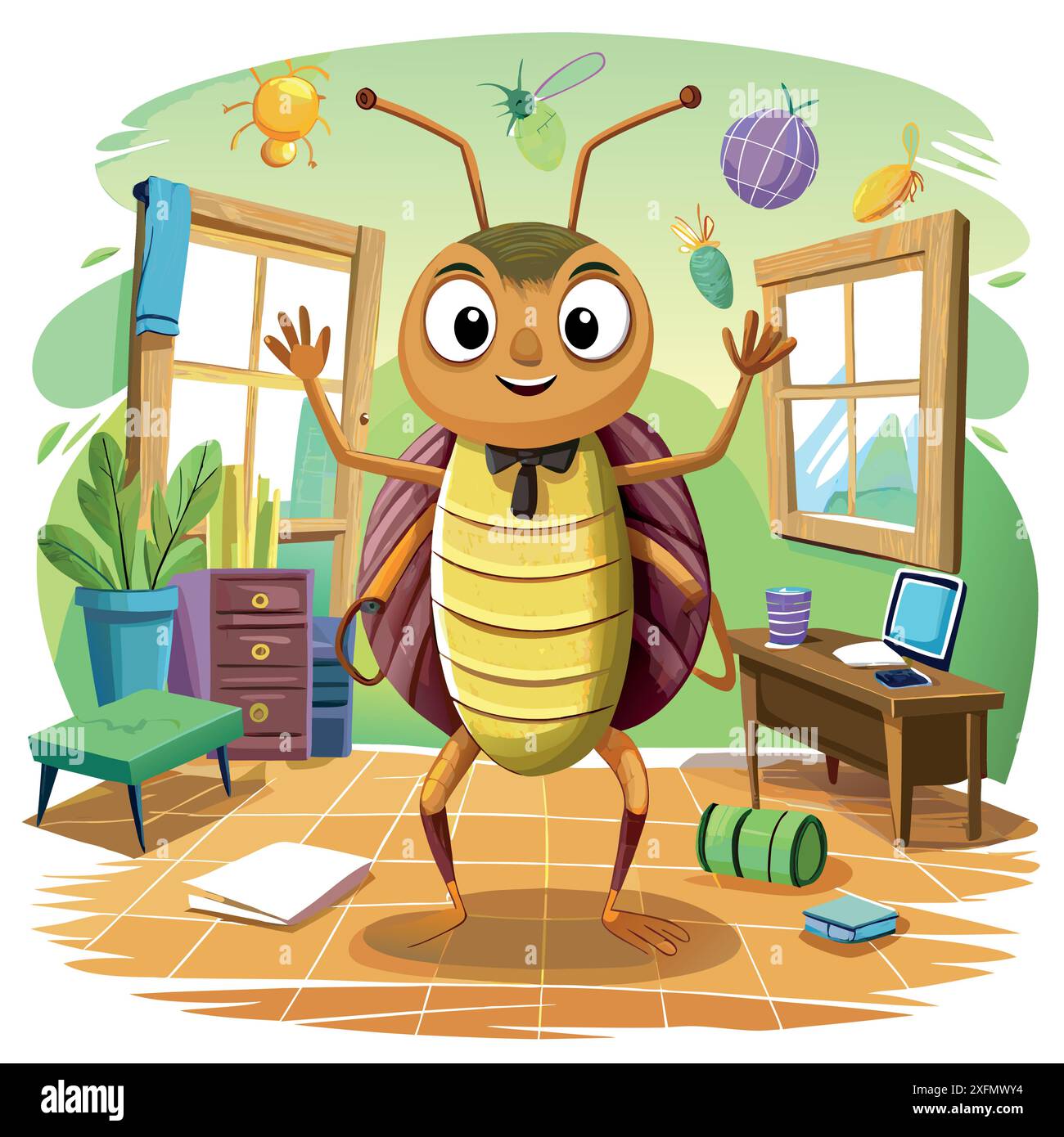 Flour Beetle bug satisfied stands school vector. AI generated image ...