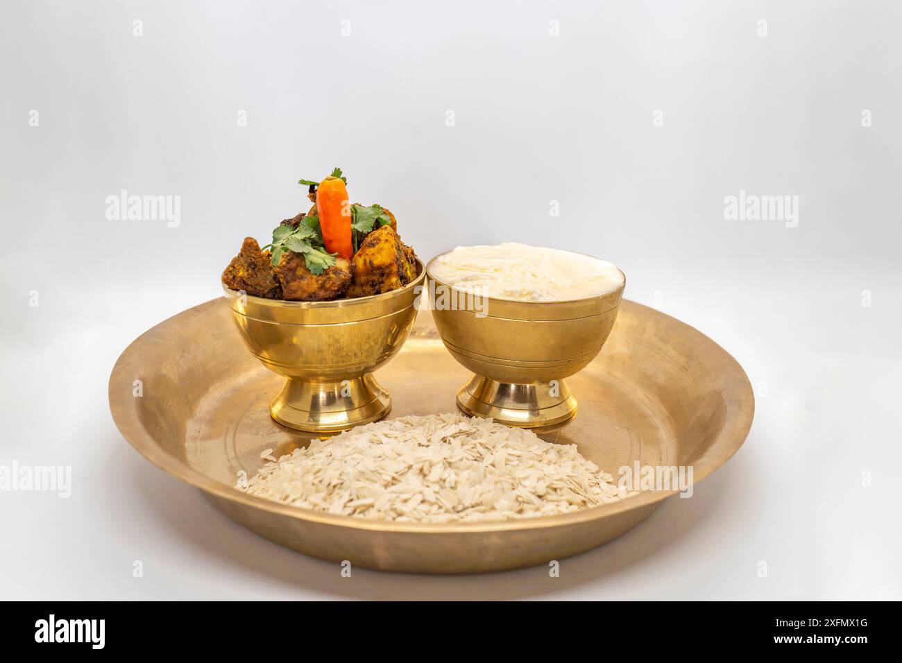 Dashain Festival Feast Masu Chiura Nepal Meat, Rice Flakes, Curd served ...