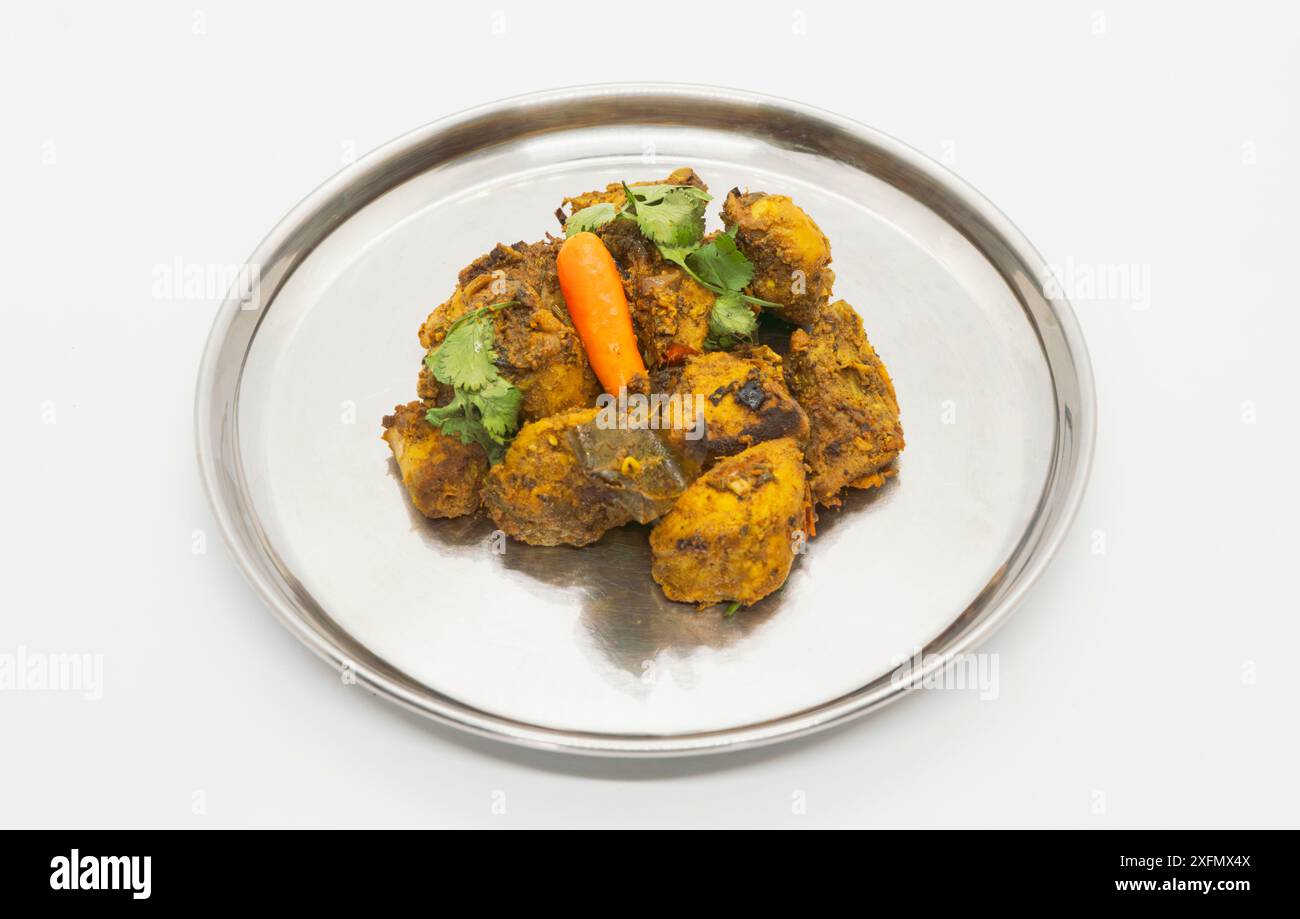 A Plate of Curry Chicken, Fried Spicy Nepali Style Chicken Indian ...