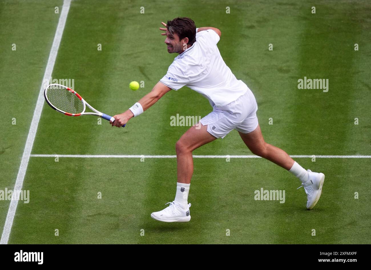 Cameron Norrie in action against Jack Draper (not pictured) on day four ...