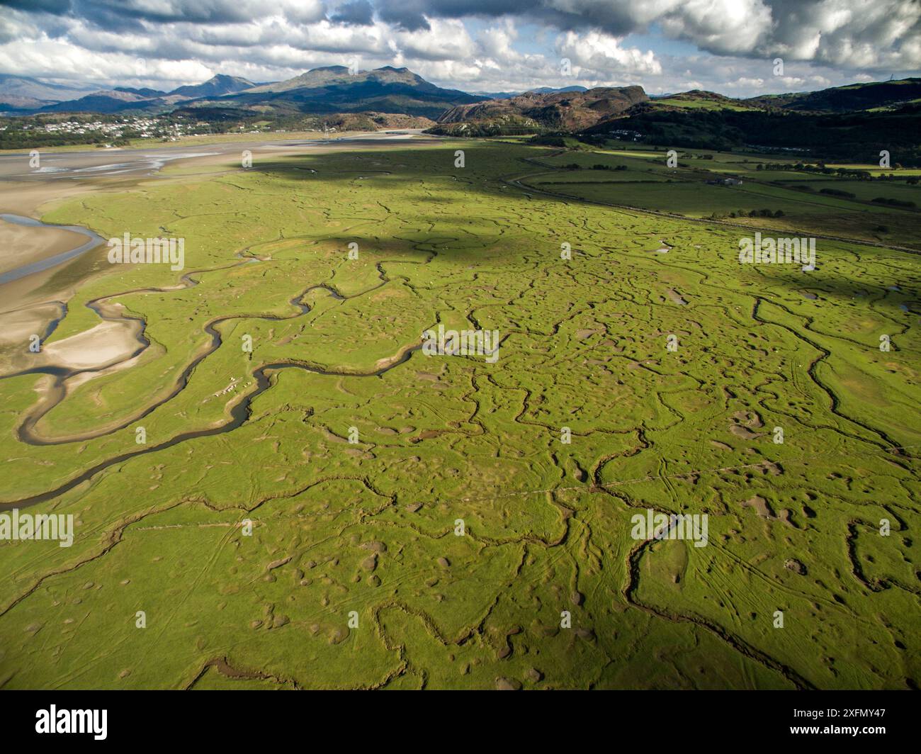 Aerial view river tributaries saltmarsh hi-res stock photography and ...