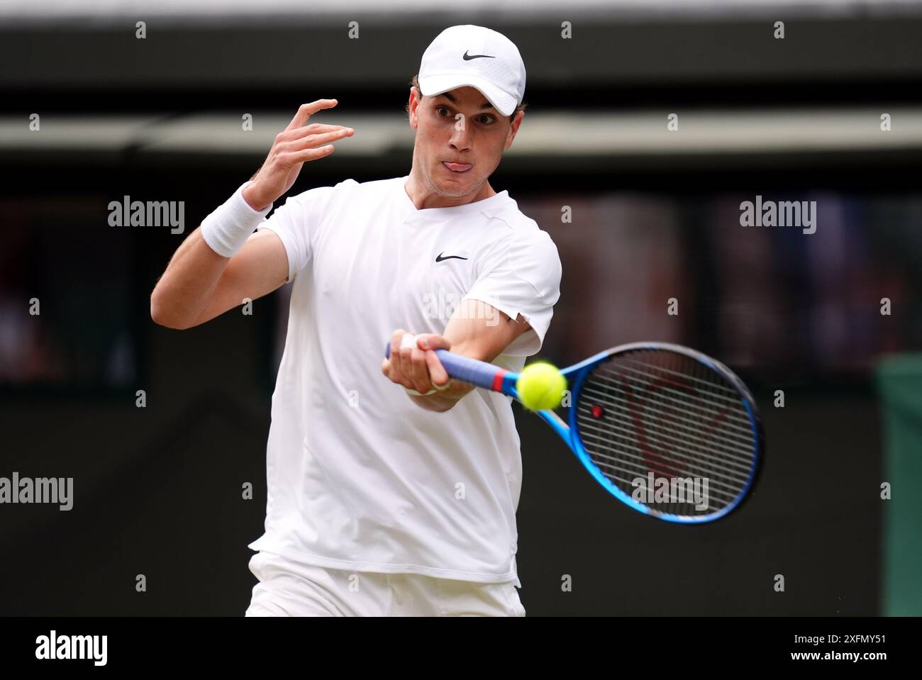 Jack Draper in action against Cameron Norrie (not pictured) on day four ...