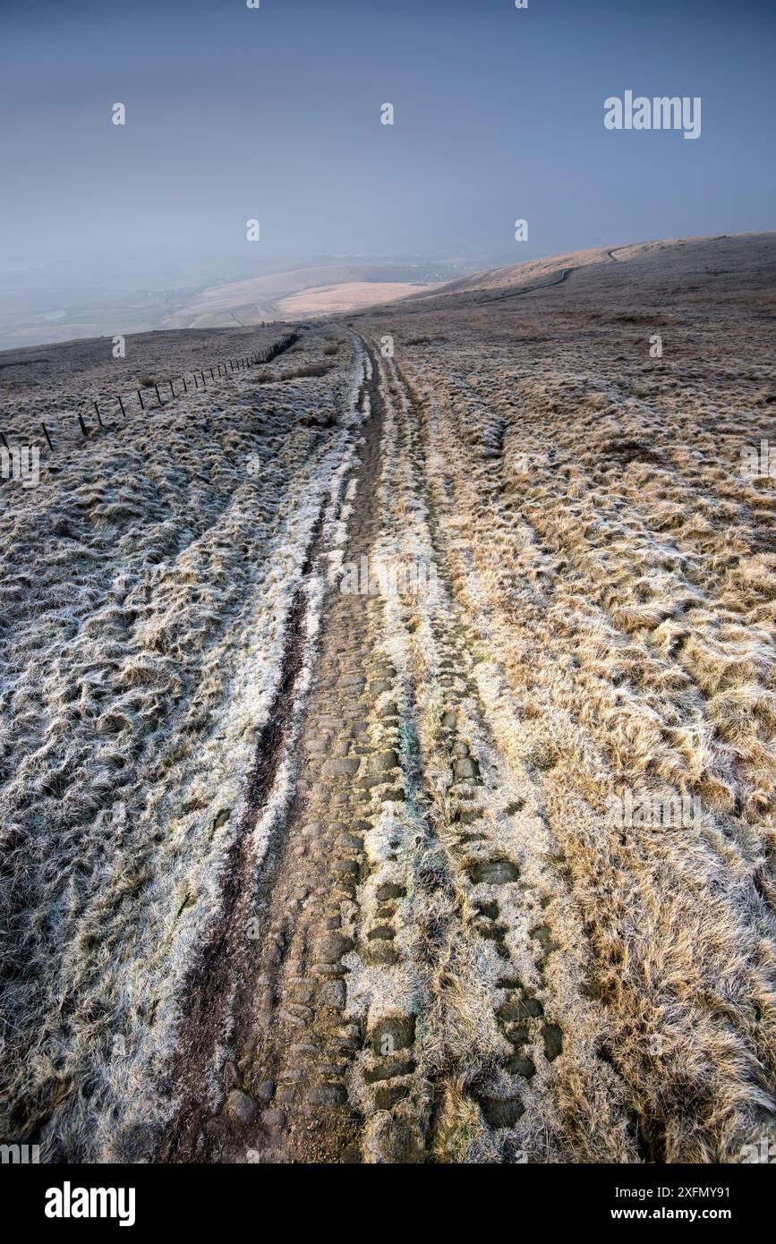 Roman road, probably a packhorse road over moors, Blackstone Edge ...