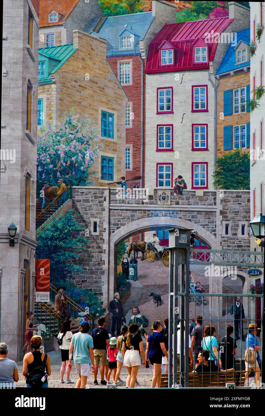 Canada, Quebec City, Fresque des Québecois, mural Stock Photo - Alamy