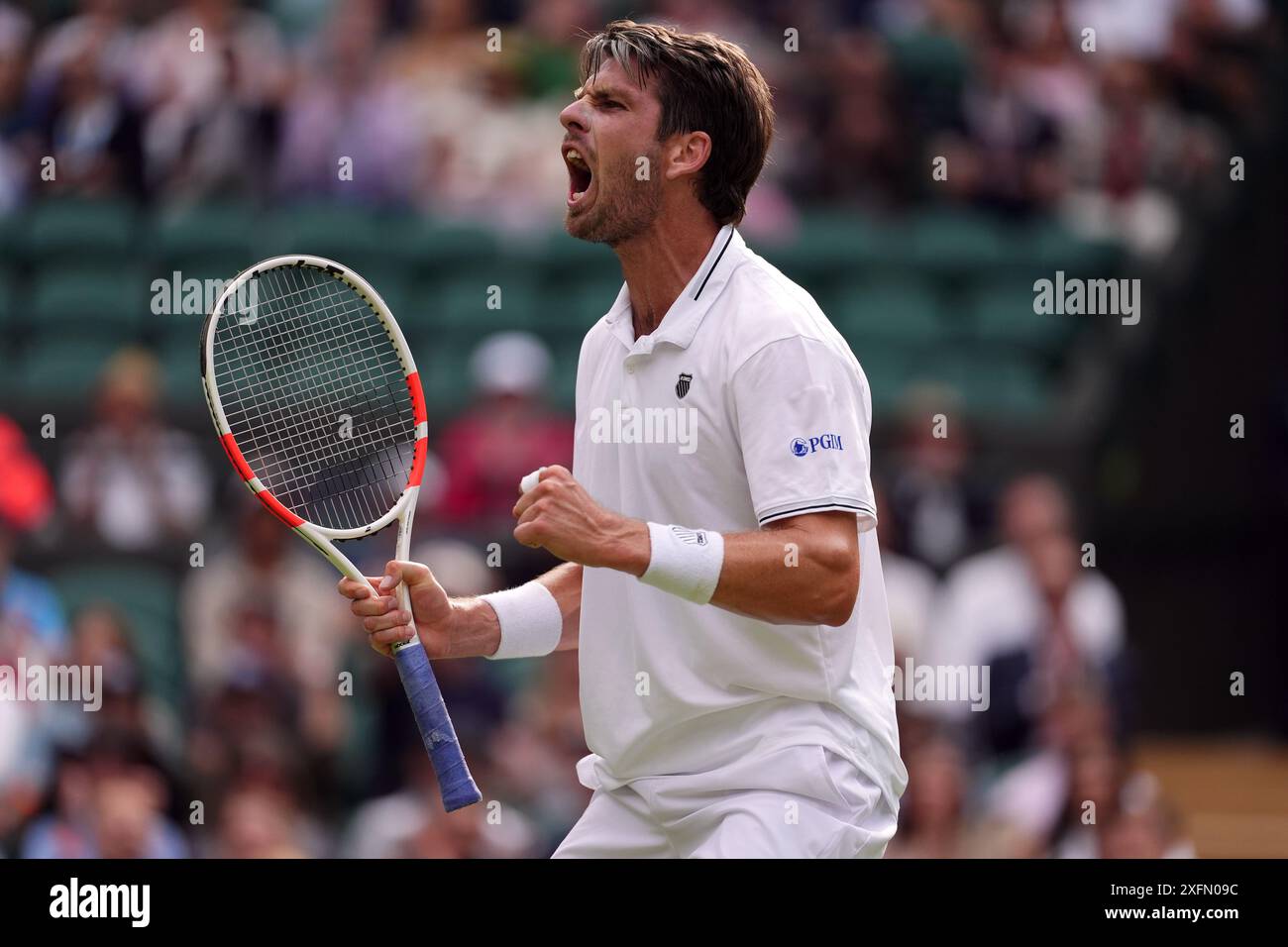 Cameron Norrie celebrates winning the first set against Jack Draper ...