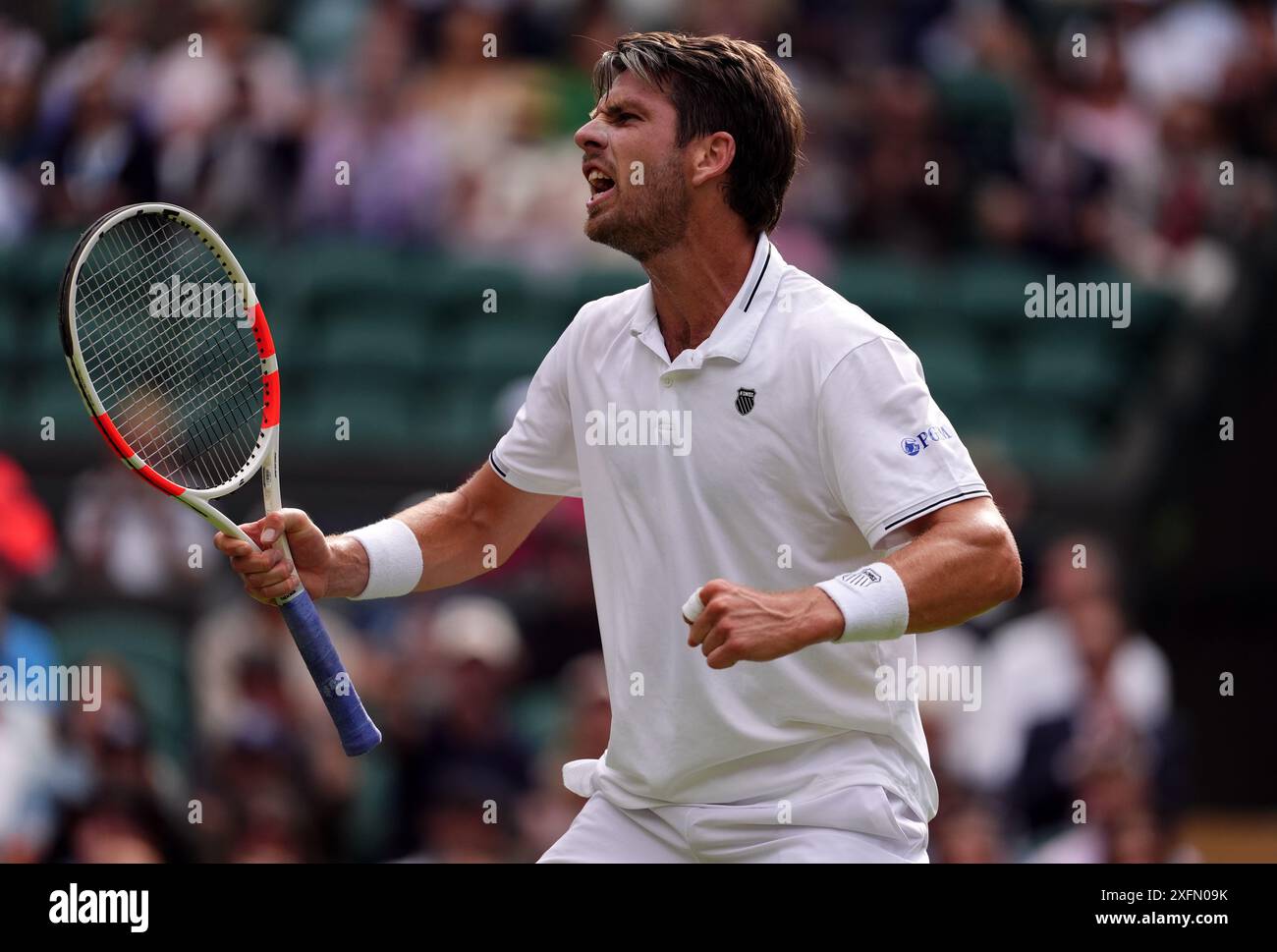 Cameron Norrie celebrates winning the first set against Jack Draper ...