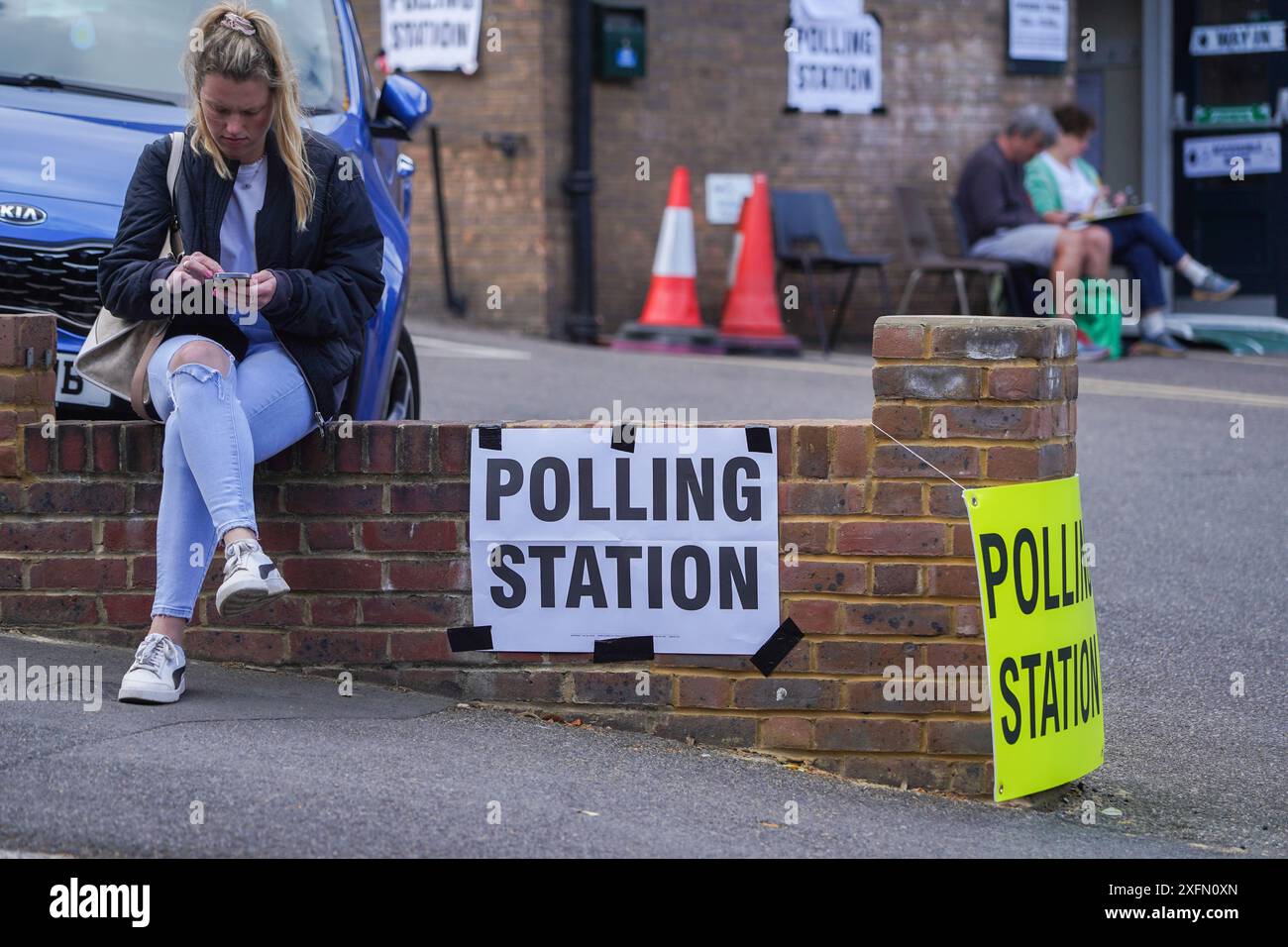 Wimbledon London UK 4 July 2024. People voting at a polling station in ...