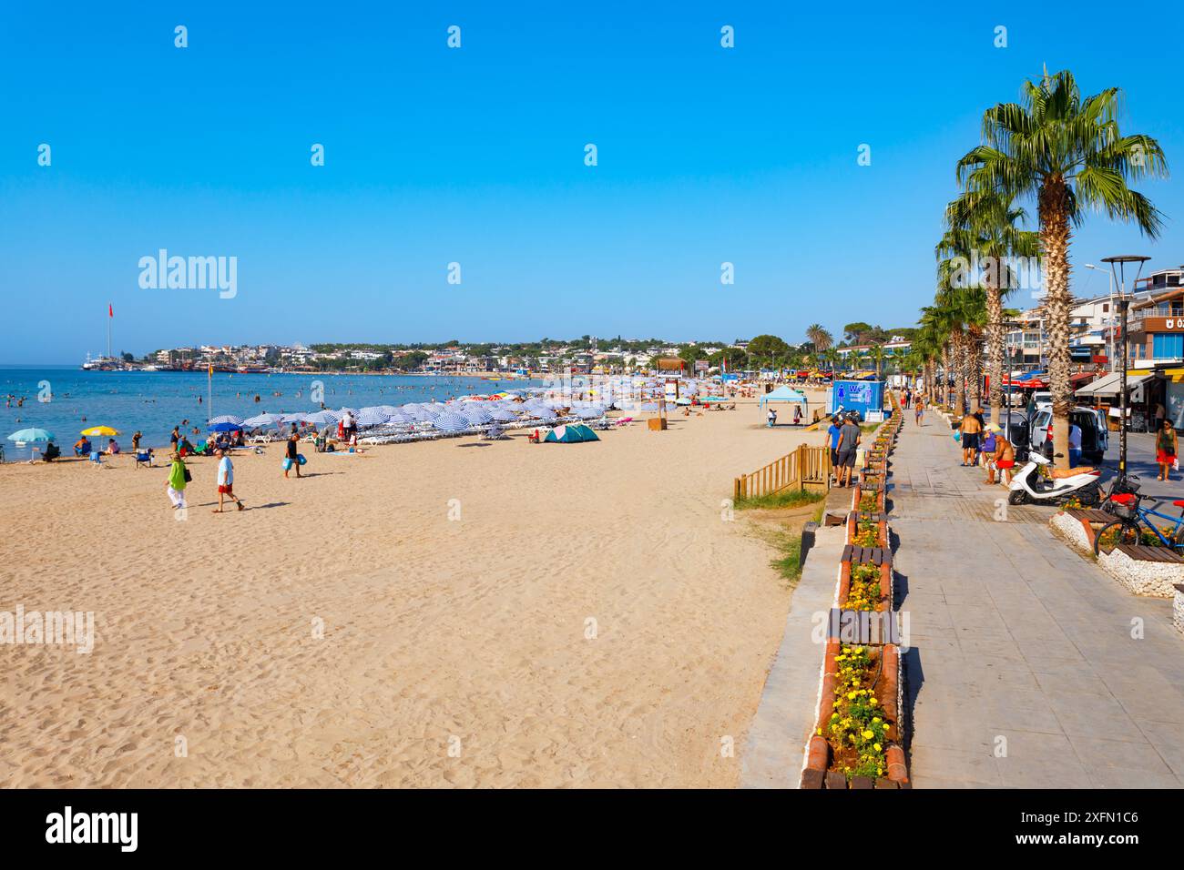 Didim, Turkey - July 30, 2022: People relaxing at the Didim city beach ...