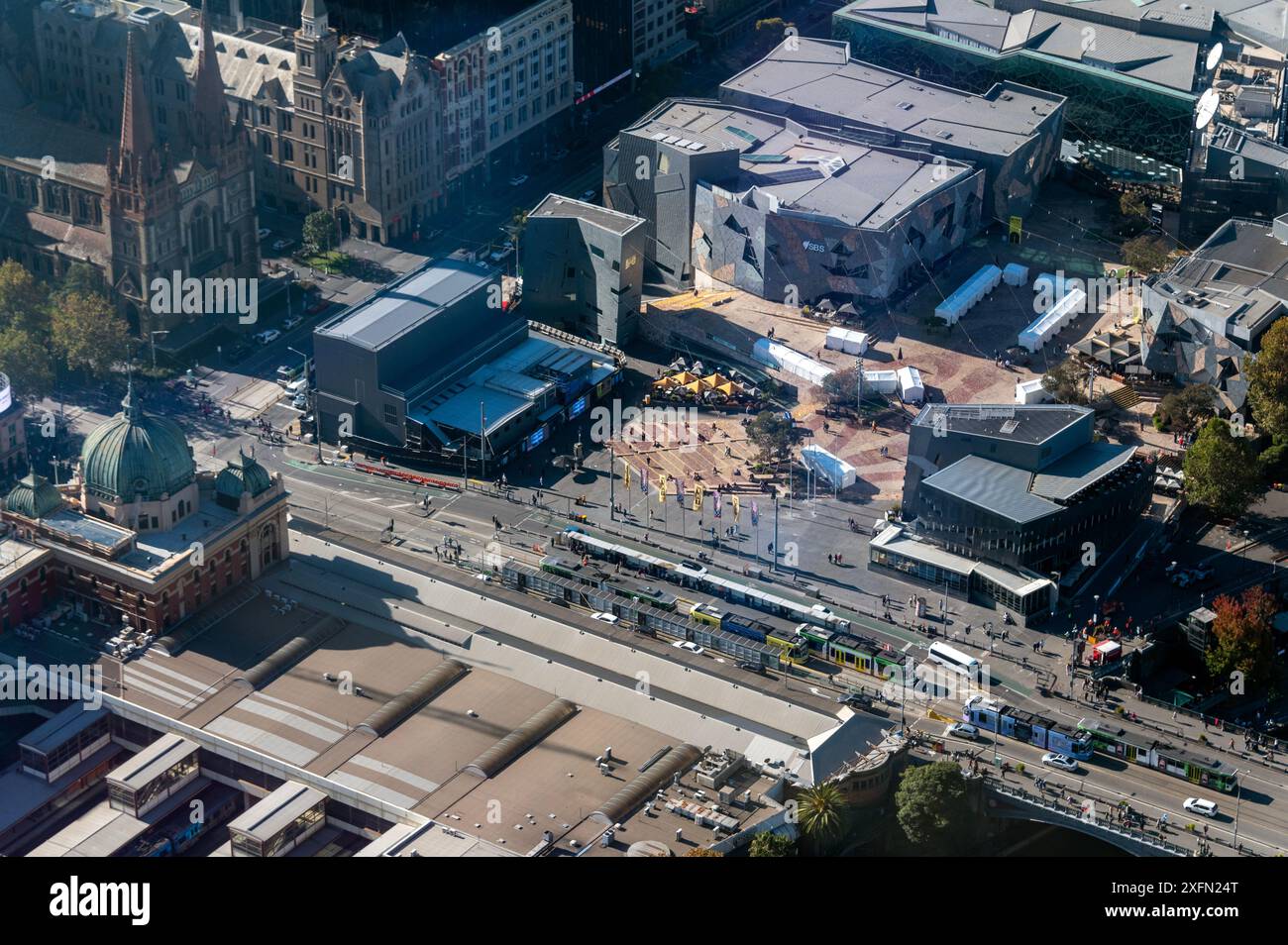 Federation Square in the centre of Melbourne in Victoria, Australia ...