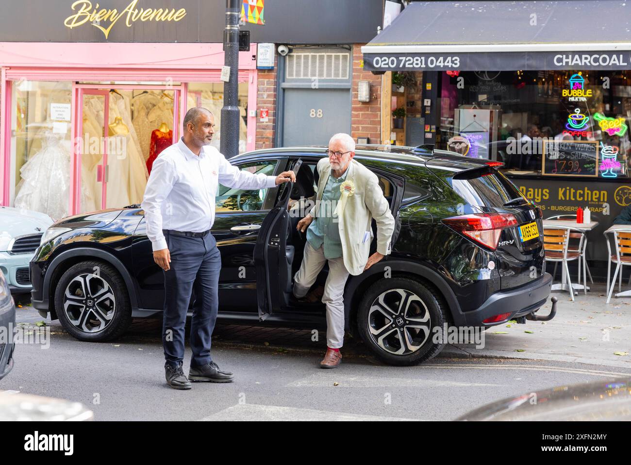 London, UK. 04, JUL, 2024. Jeremy Corbyn arrives on election day at the ...