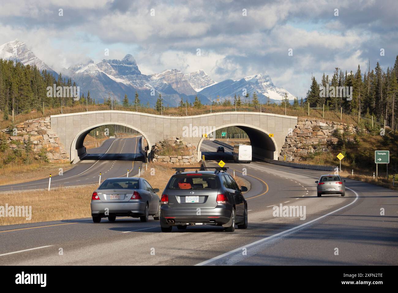 Overpass across busy highway to provide a wildlife corridor, Banff ...