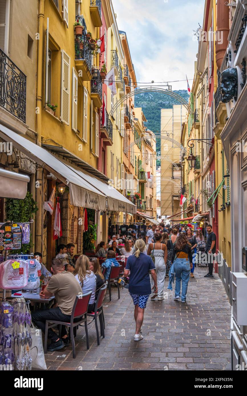 Shops and cafes on Rue Emile de Loth, Monaco-Ville, Le Rocher (The Rock ...