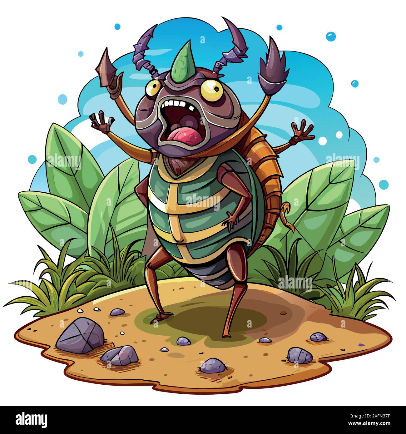 Fungus Beetle bug upset screams island vector. AI generated image ...