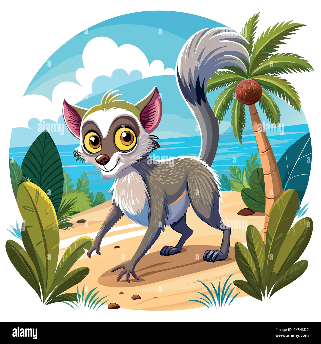 Galago monkey humiliated walks beach vector. AI generated image ...