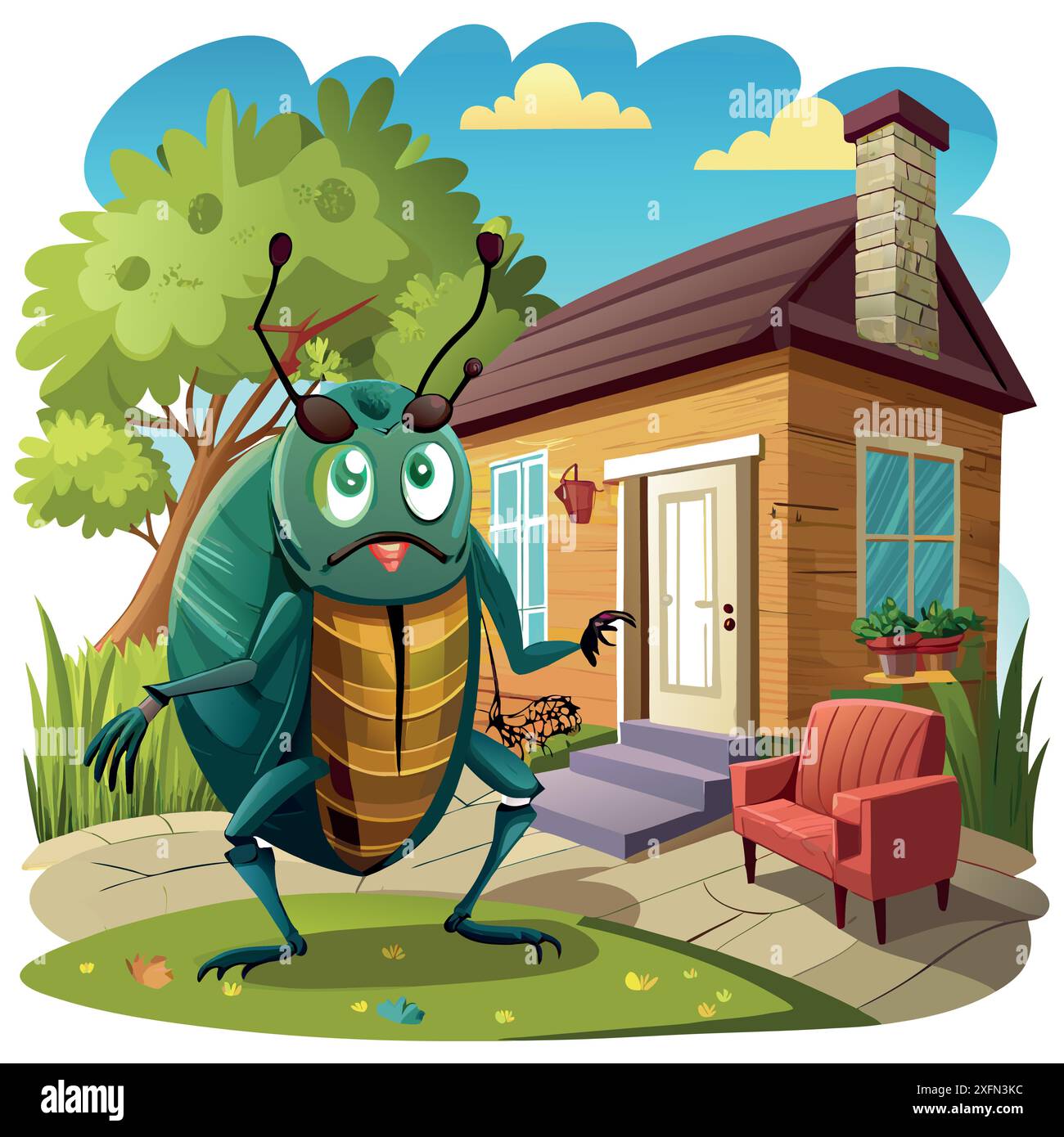 Furniture Beetle bug depressed stands house vector. AI generated image ...