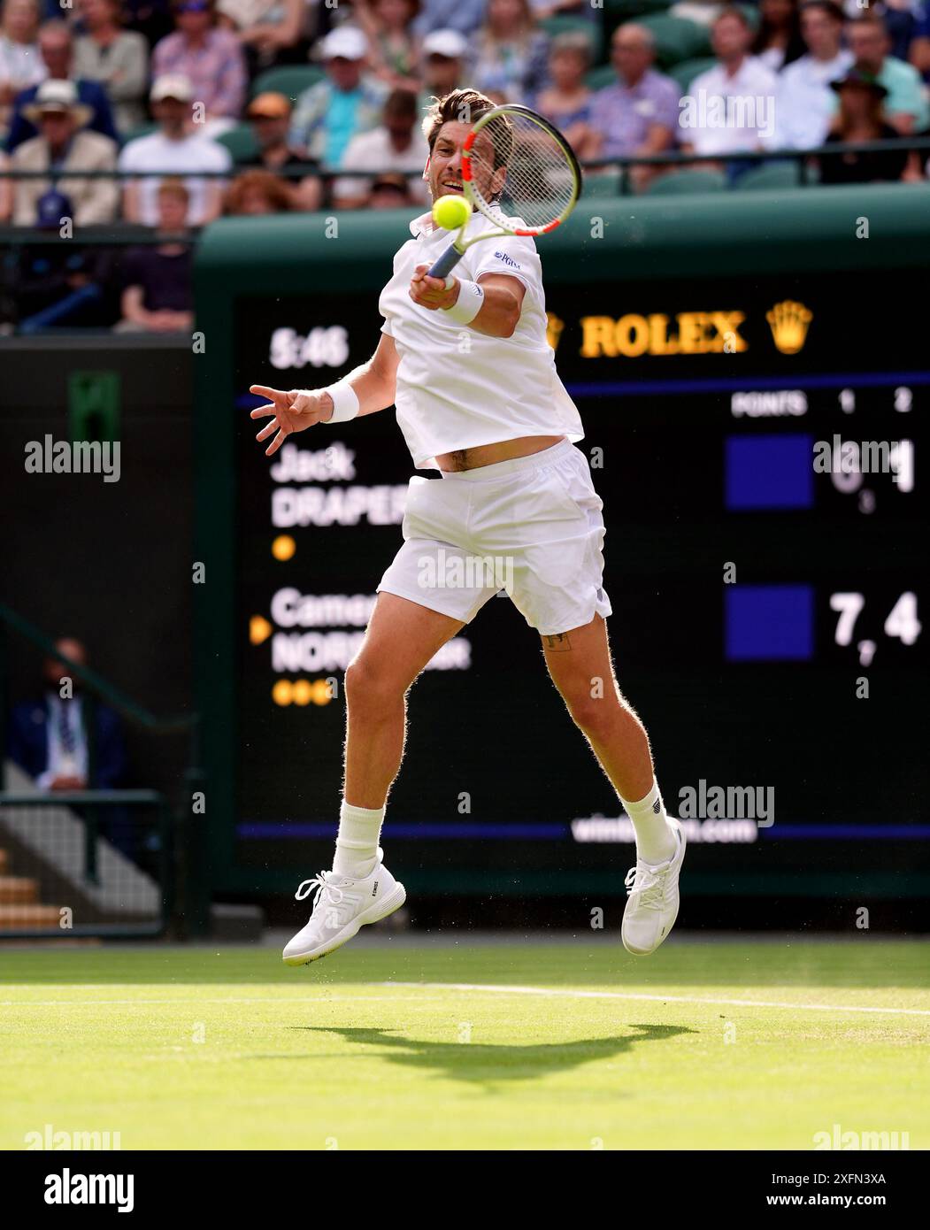 Cameron Norrie in action against Jack Draper (not pictured) on day four ...