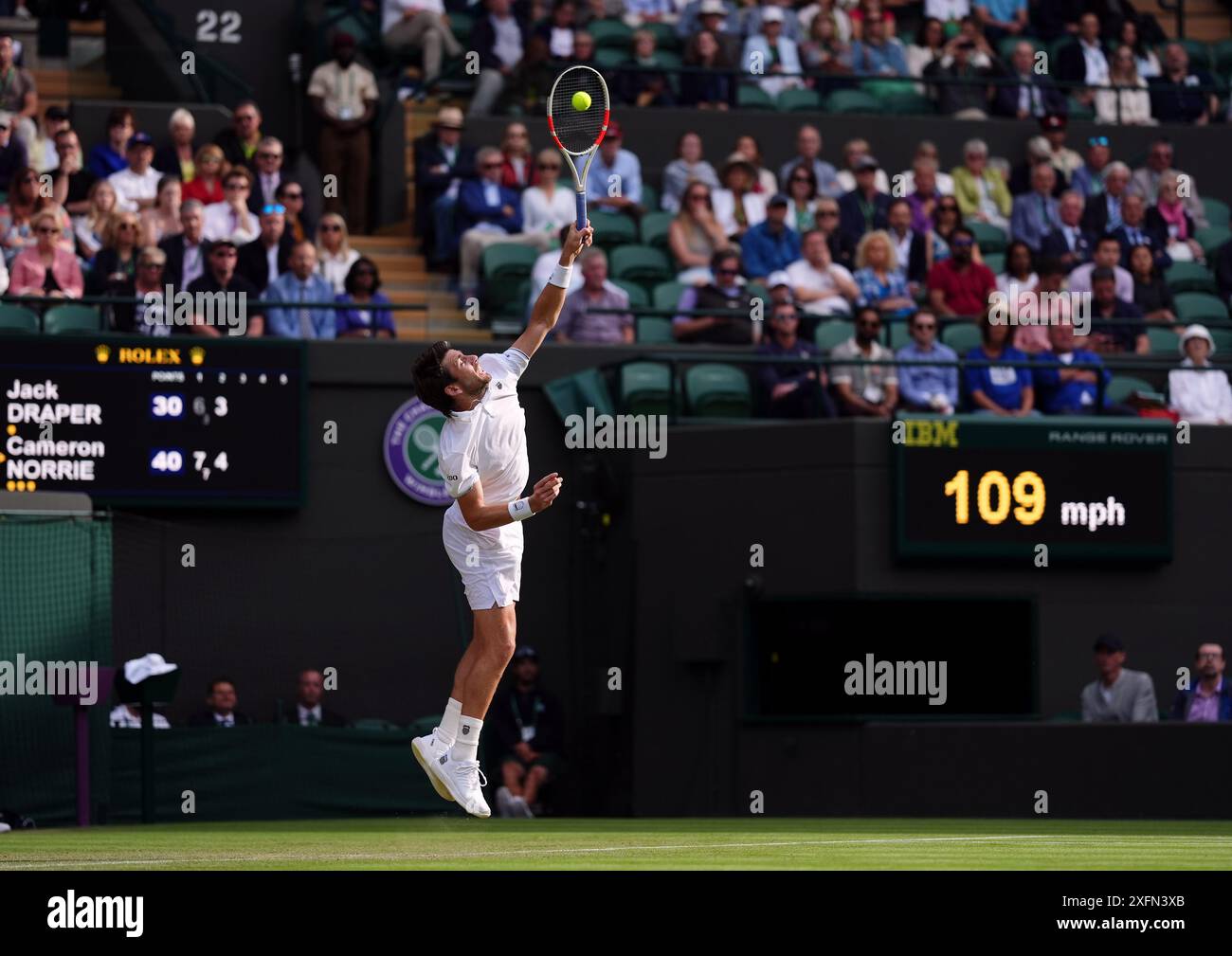 Cameron Norrie in action against Jack Draper (not pictured) on day four ...