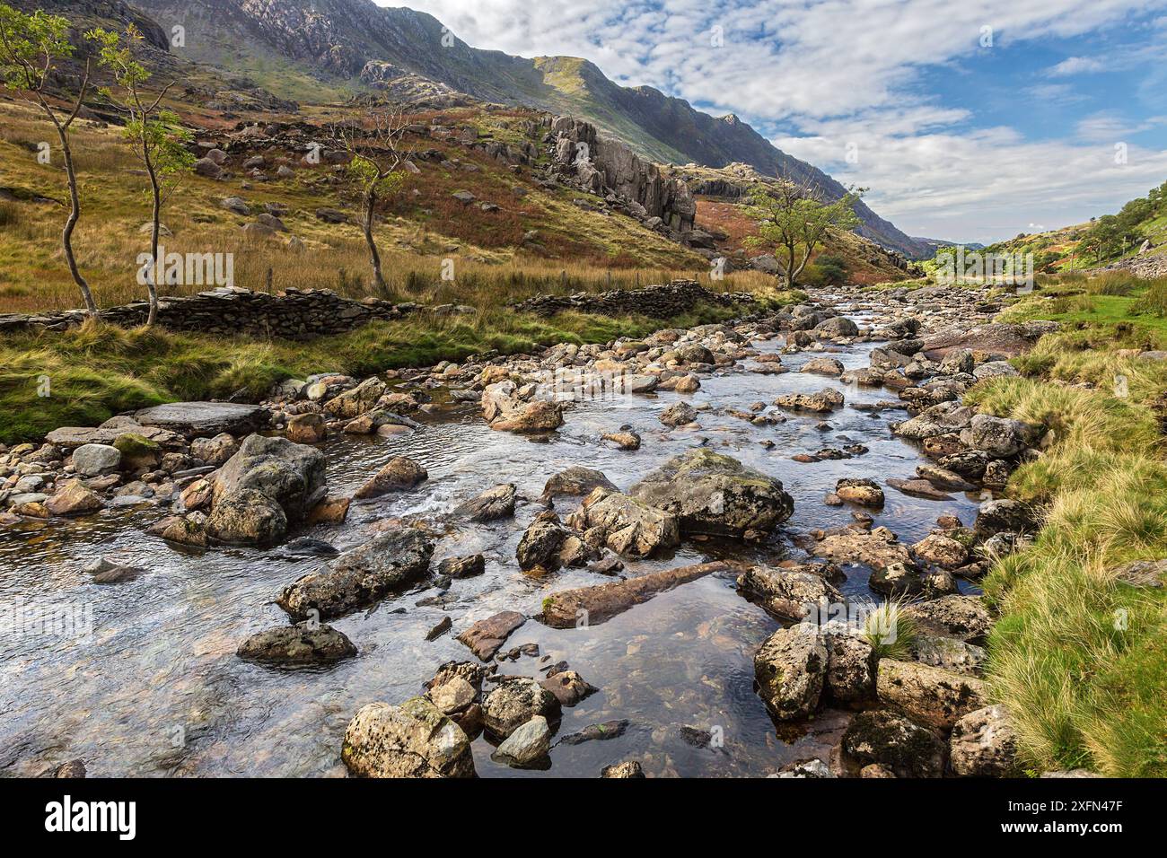 Afon (River) Nant Peris in the Llanberis Pass looking north west ...