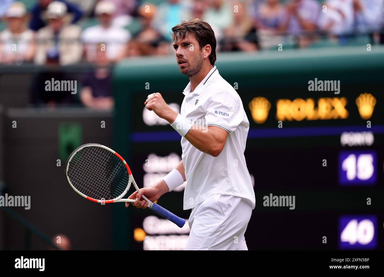 Cameron Norrie celebrates winning the second set against Jack Draper ...