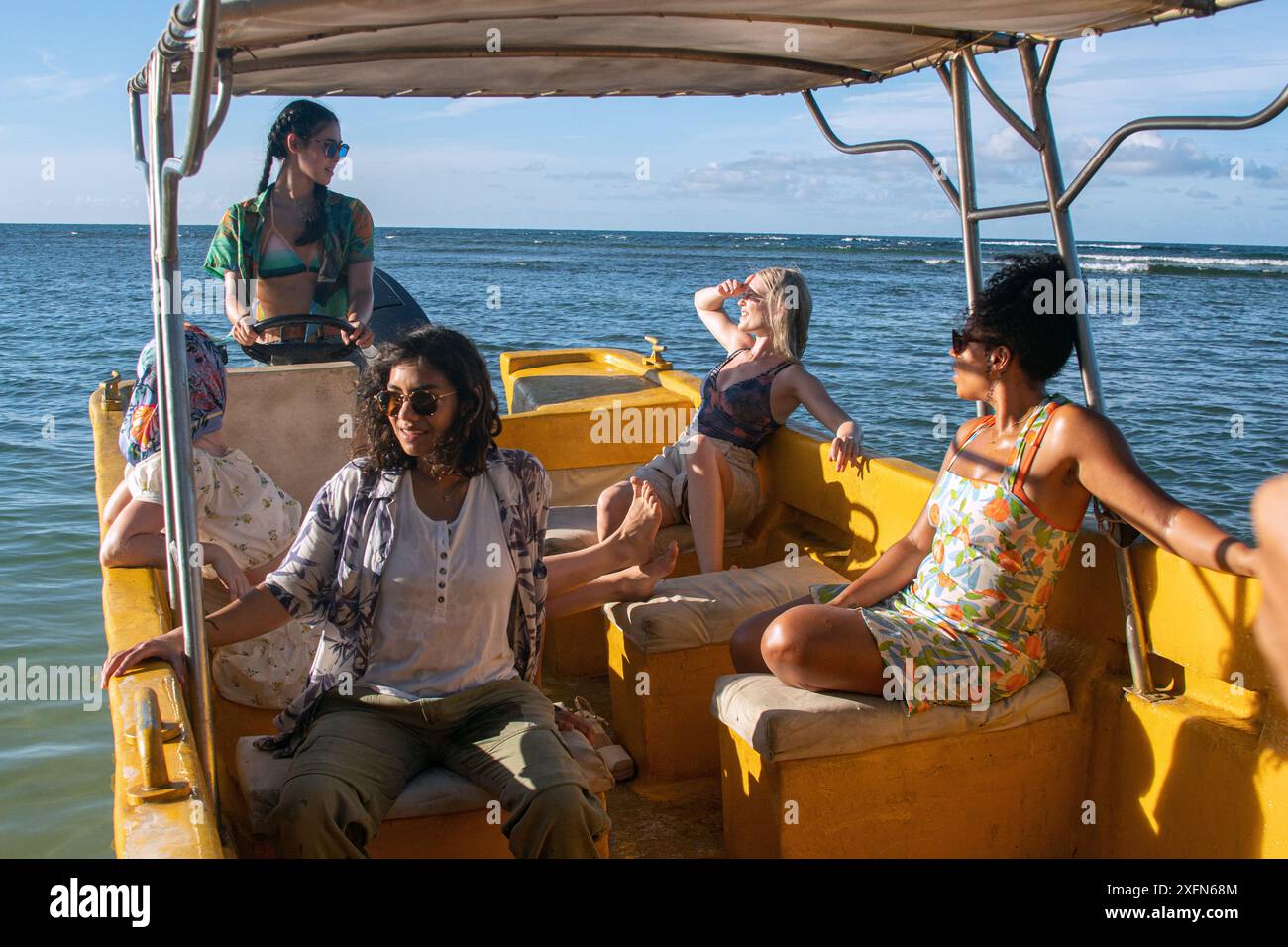 Something in the Water Boat scene Stock Photo - Alamy