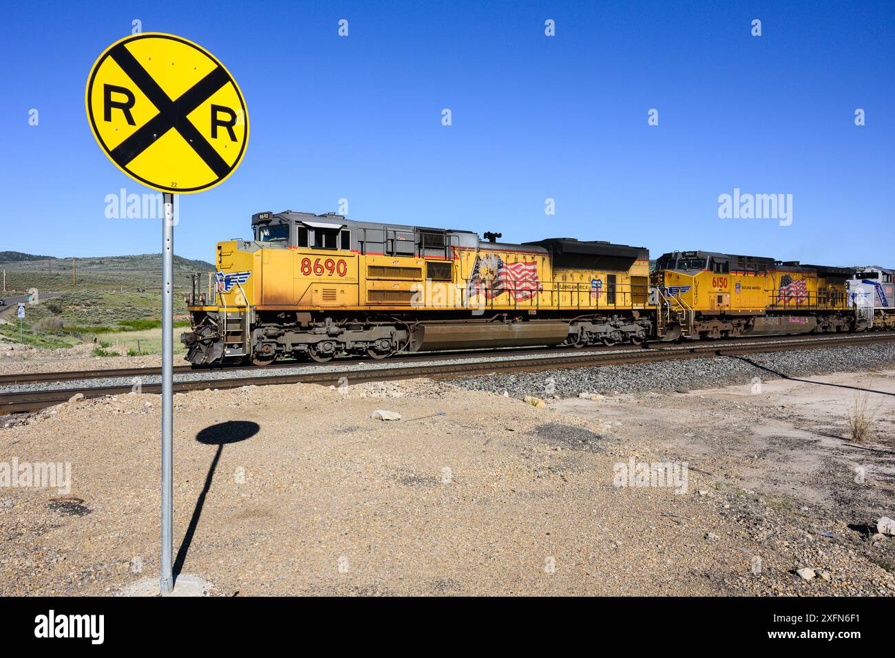 Helper, UT, USA - June 11, 2024; Union Pacific freight train passing ...