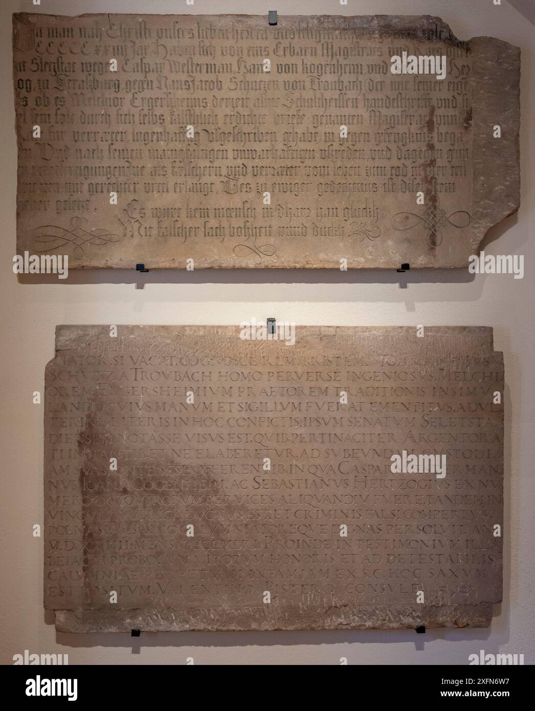 Selestat, France - 06 25 2024: Humanist Library. Infamous plaque in ...