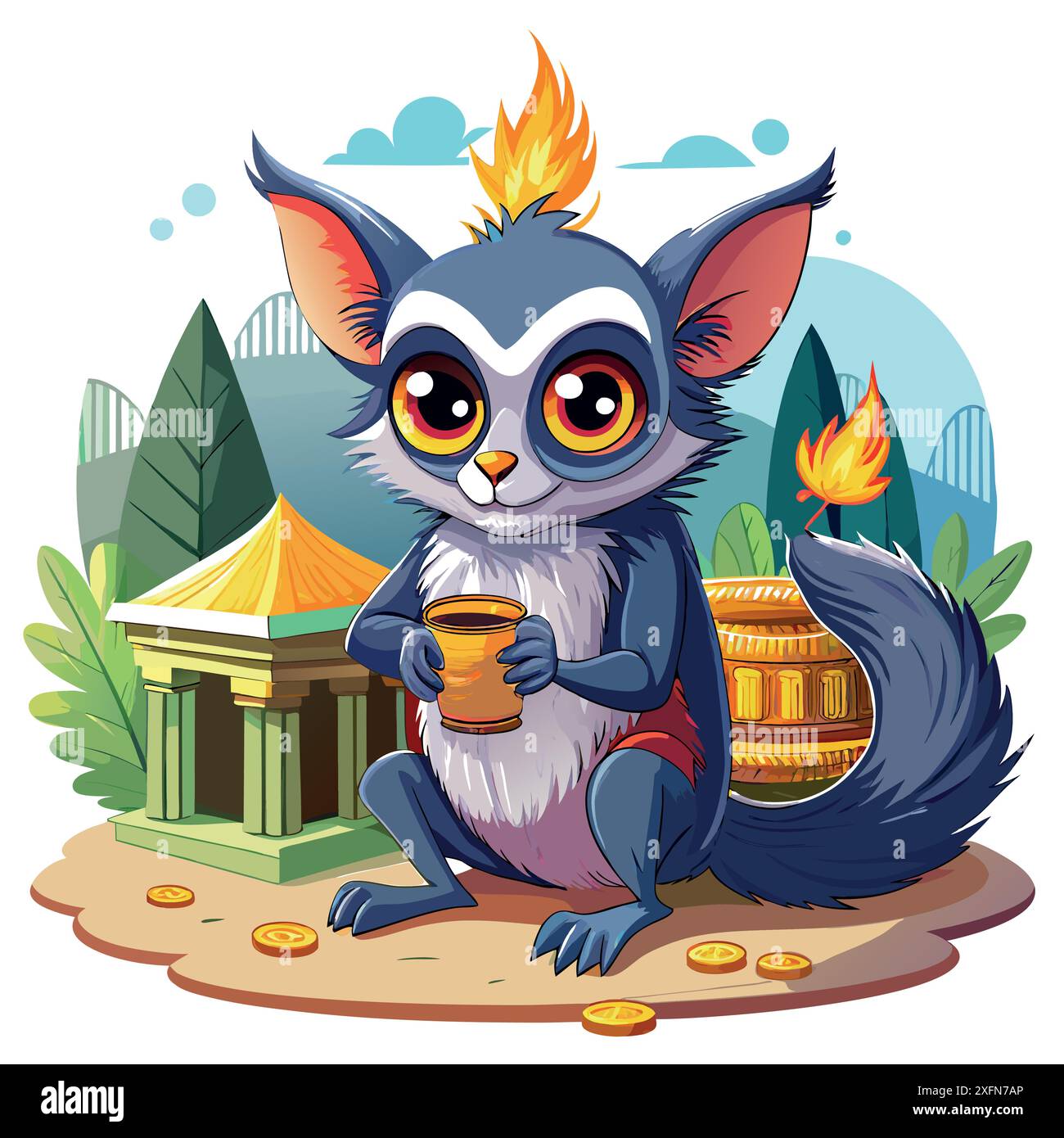 Galago monkey hot stay bank vector. AI generated image. Clipart cartoon ...