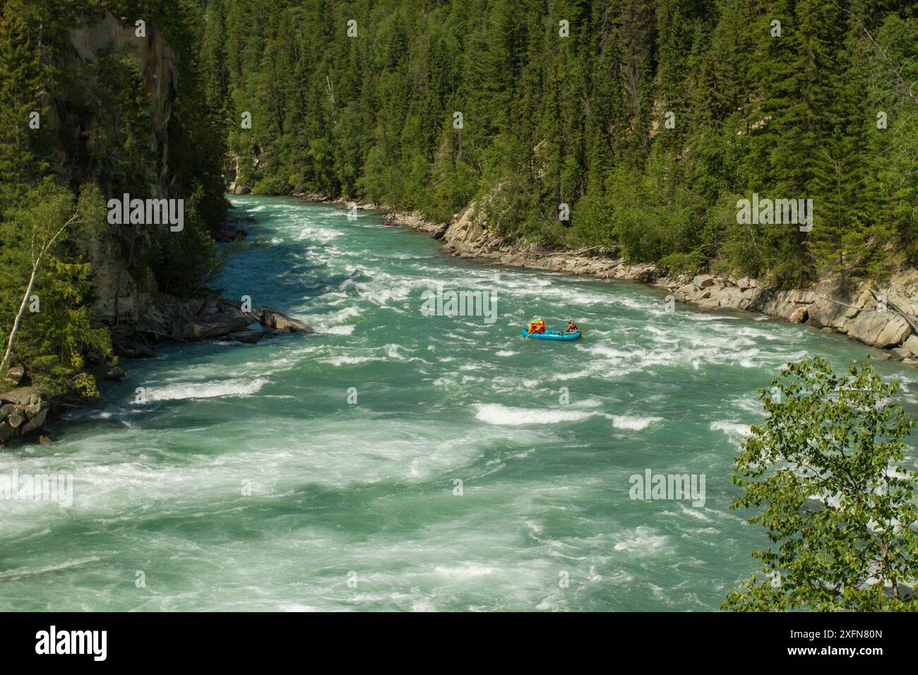 People rafting on the Fraser River, Rearguard Falls Provincial Park ...