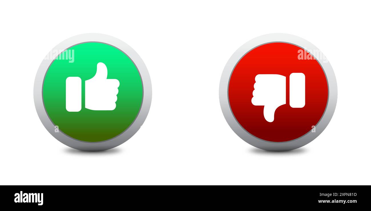 Thumb up and down red and green icons. Like amd dislike round buttons ...