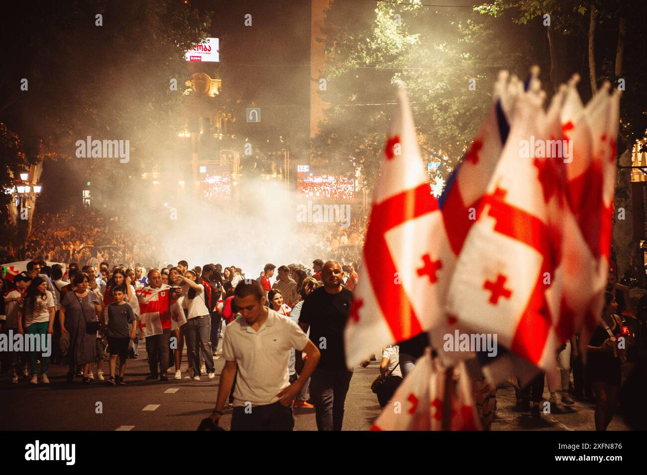 Tbilisi, Georgia - 2nd july, 2024: football supporters walk in ...