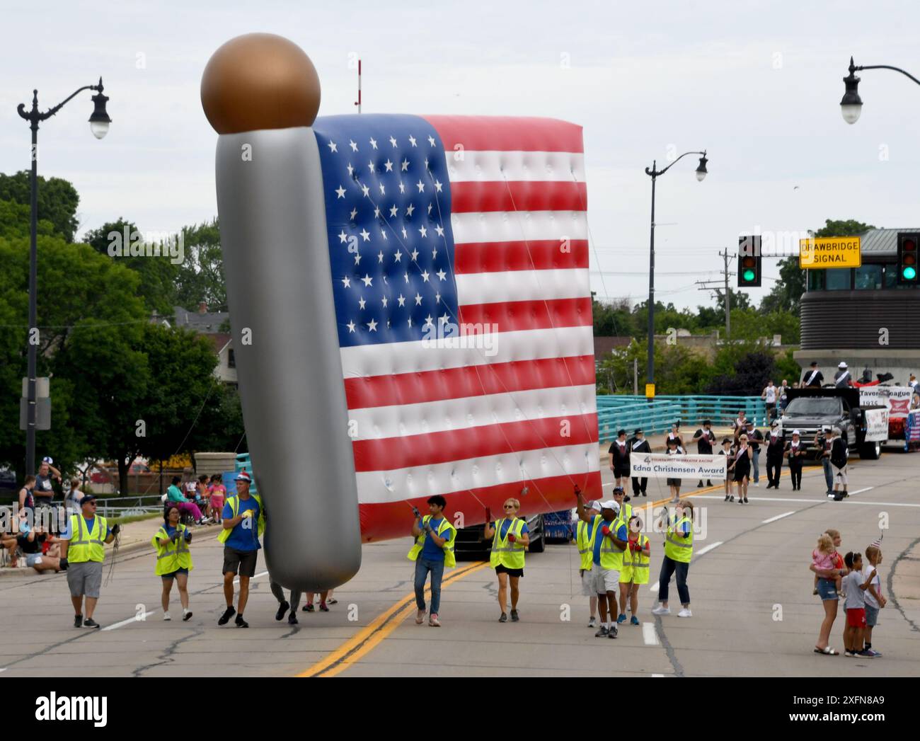 Racine, Wisconsin, USA. 4th July, 2024. An inflatable American flag is ...