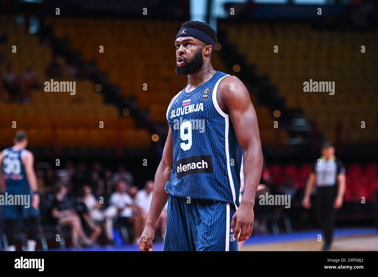 9 Josh Nebo of Slovenia is playing during the FIBA Olympic Qualifying ...