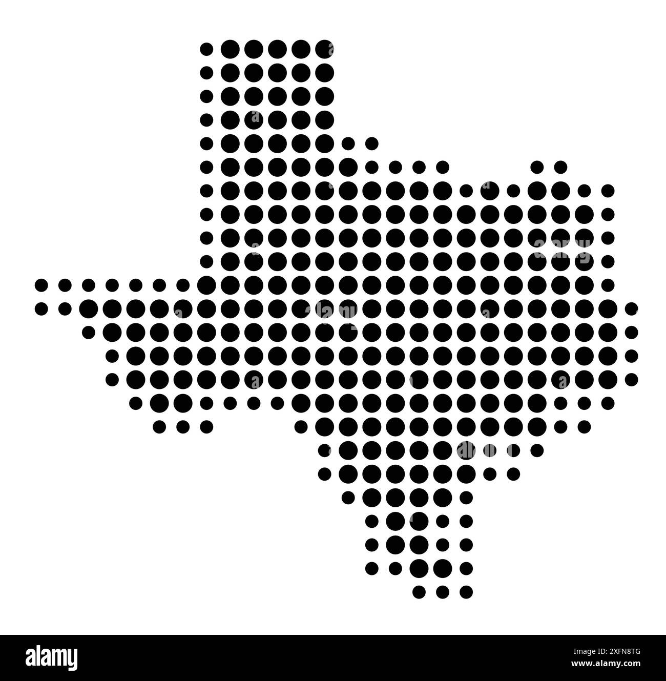 Symbol Map of the State Texas (United States of America) showing the ...
