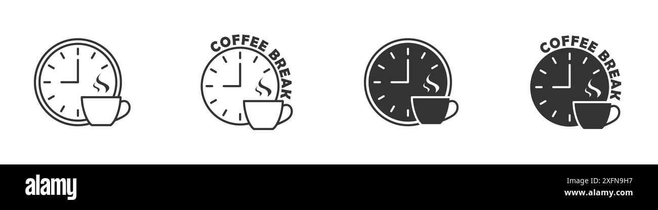 Coffee break icon with lettering. Coffee time symbol. Vector ...