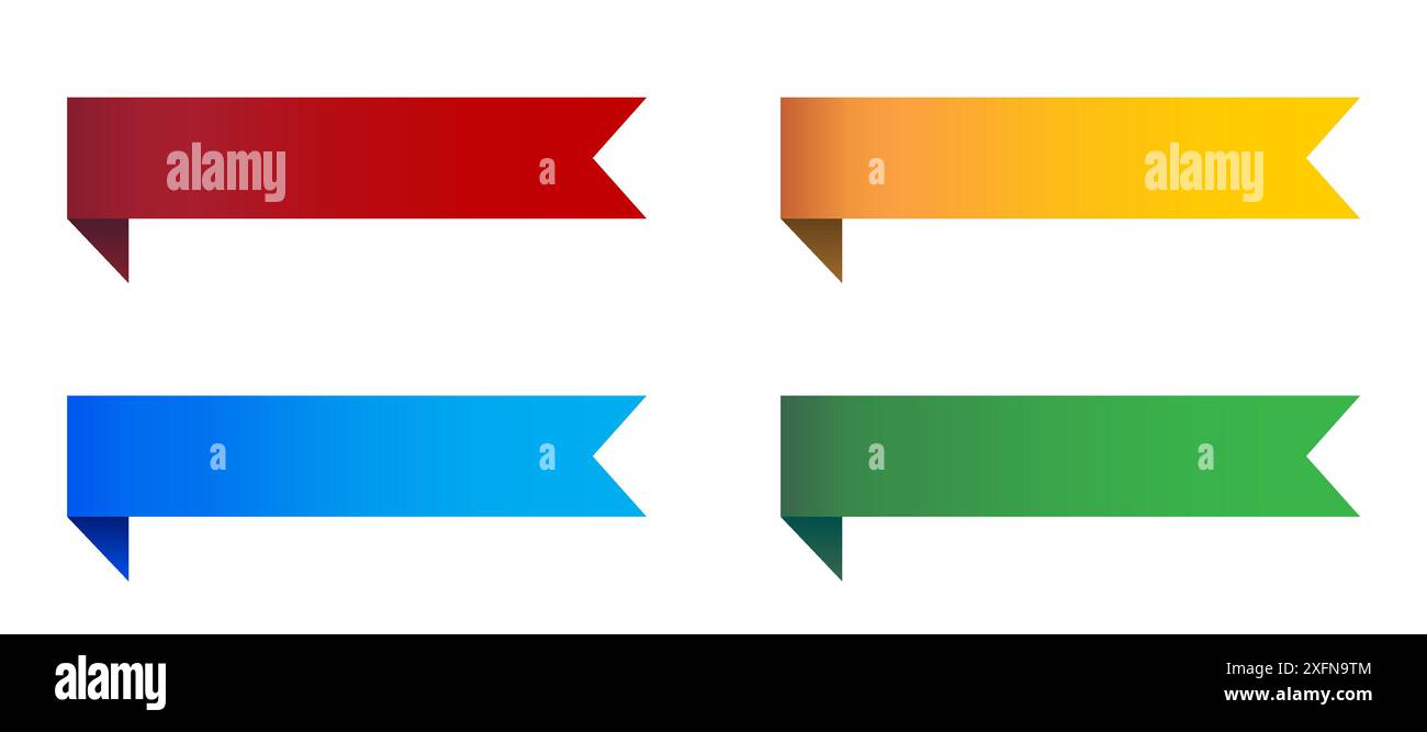 Set of banner ribbon strips with bend. Business ribbons, simple color ...
