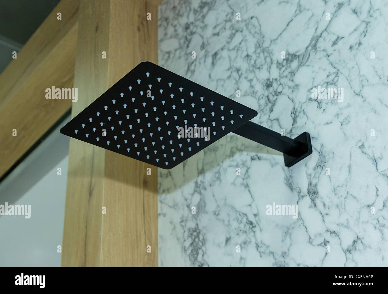 Modern shower spray head in bathroom wall interior Stock Photo - Alamy