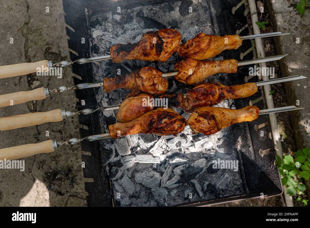 Meat on skewers roasted chargrill hi-res stock photography and images ...