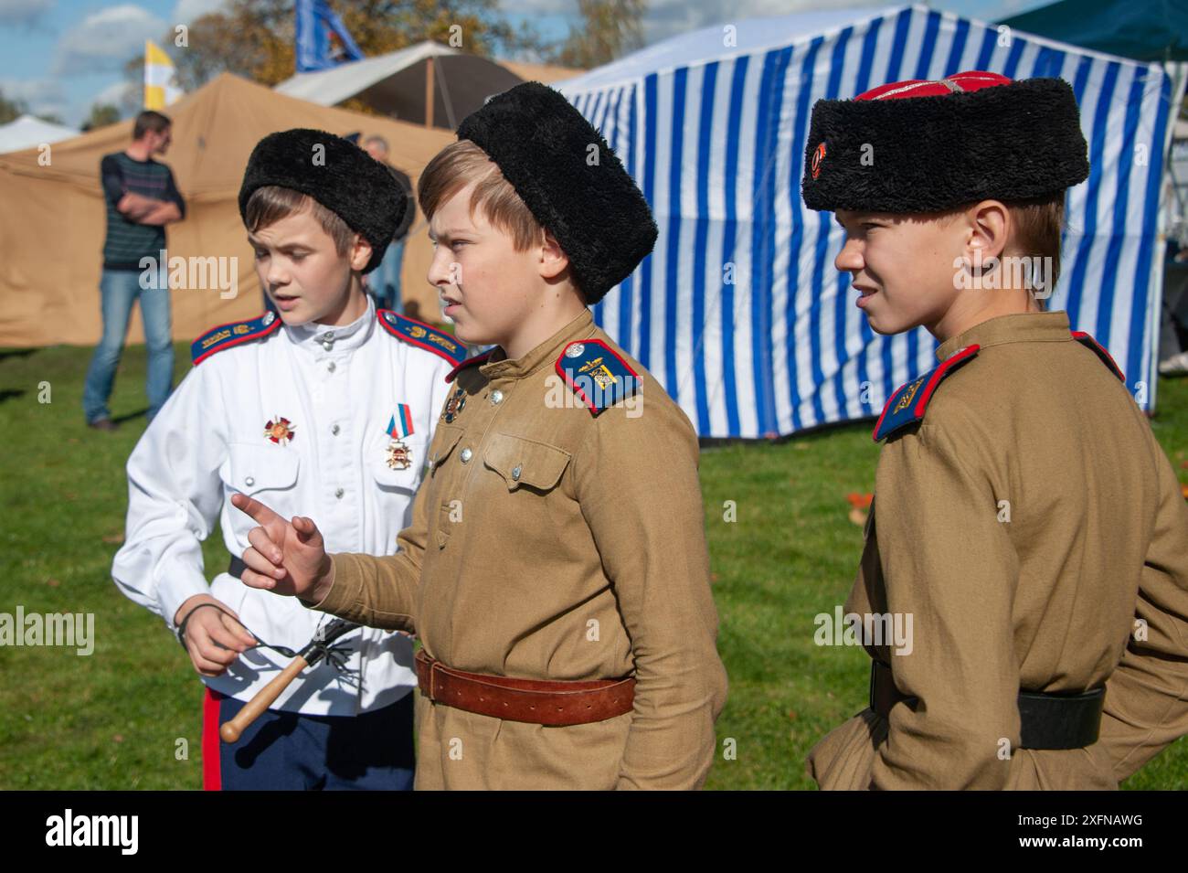 Moscow, Russia October 1, 2016: Cossack gathering. Young Cossacks in ...