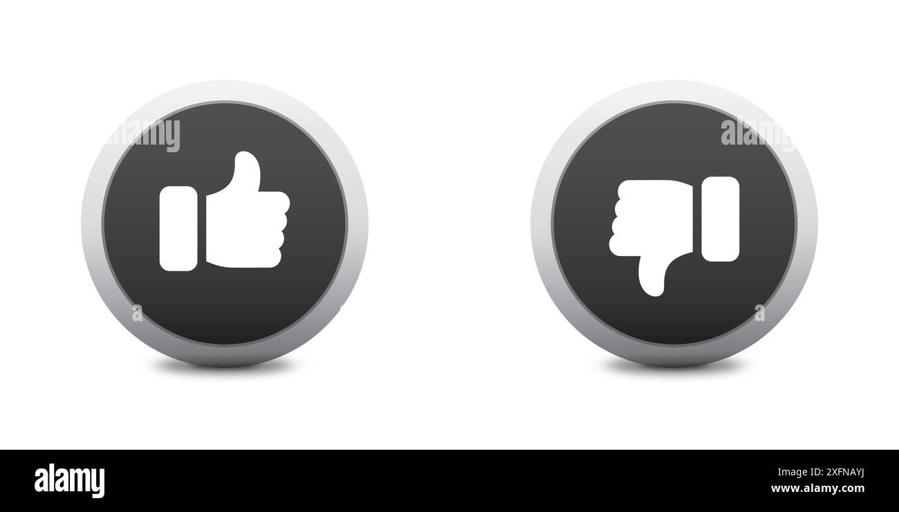 Like and Dislike Icons. Thumb up and down circle buttons. Flat vector ...