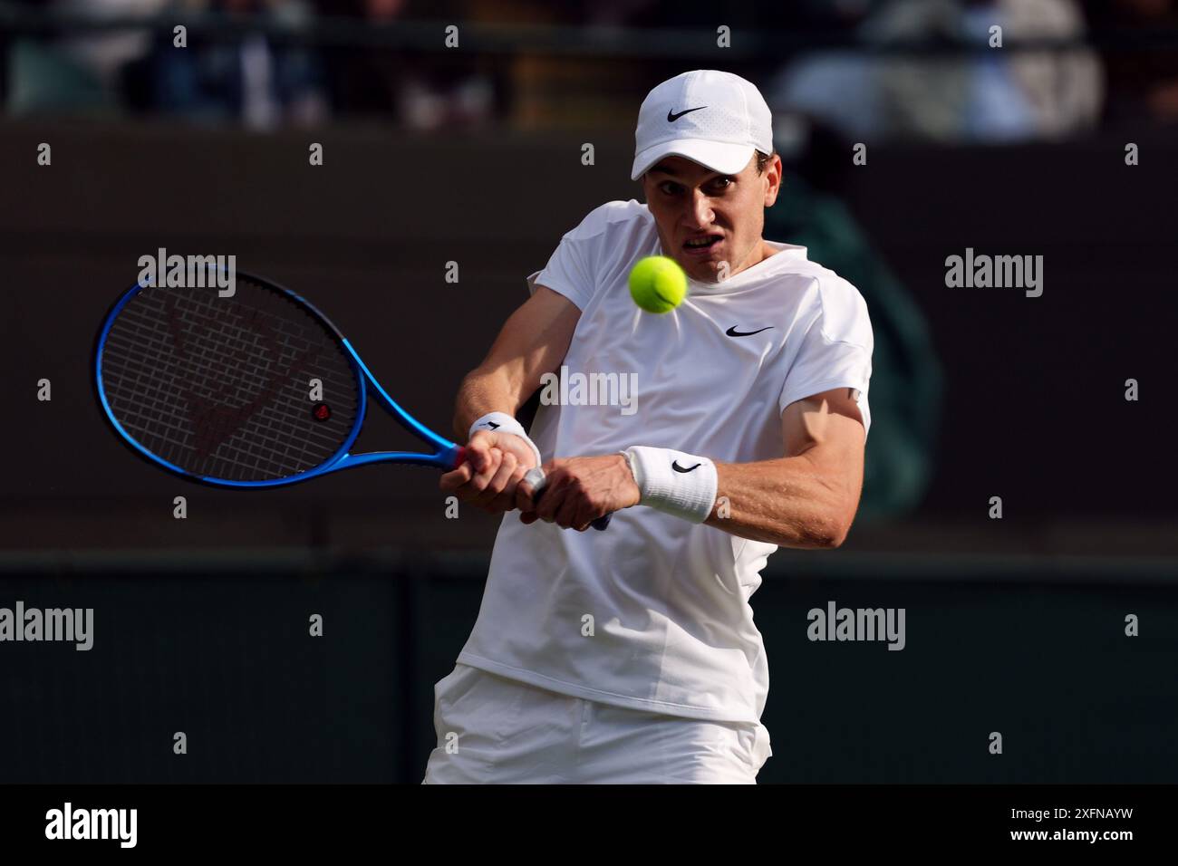 Jack Draper in action against Cameron Norrie (not pictured) on day four ...