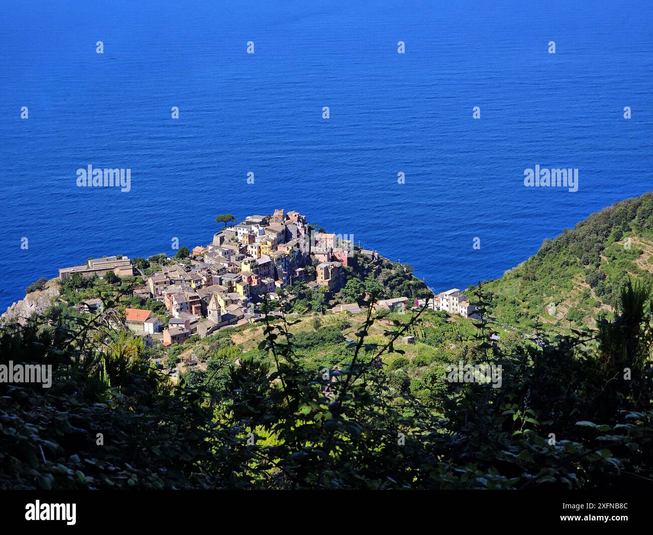 Corniglia, Cinque Terre, seen from the hiking trail between Corniglia ...
