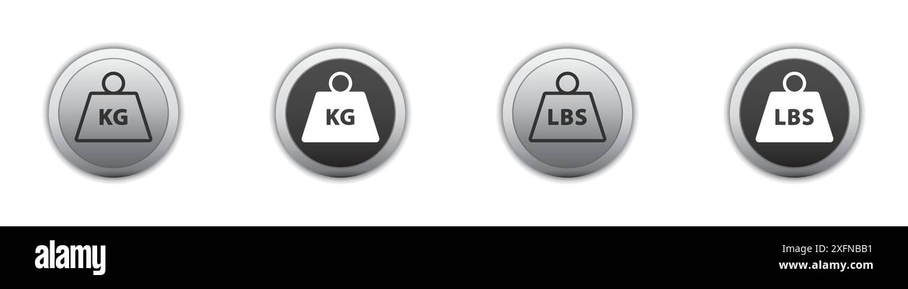 Set of Simple kg and lbs weight icon. Unit of imperial pound mass constant. Vector illustration ...