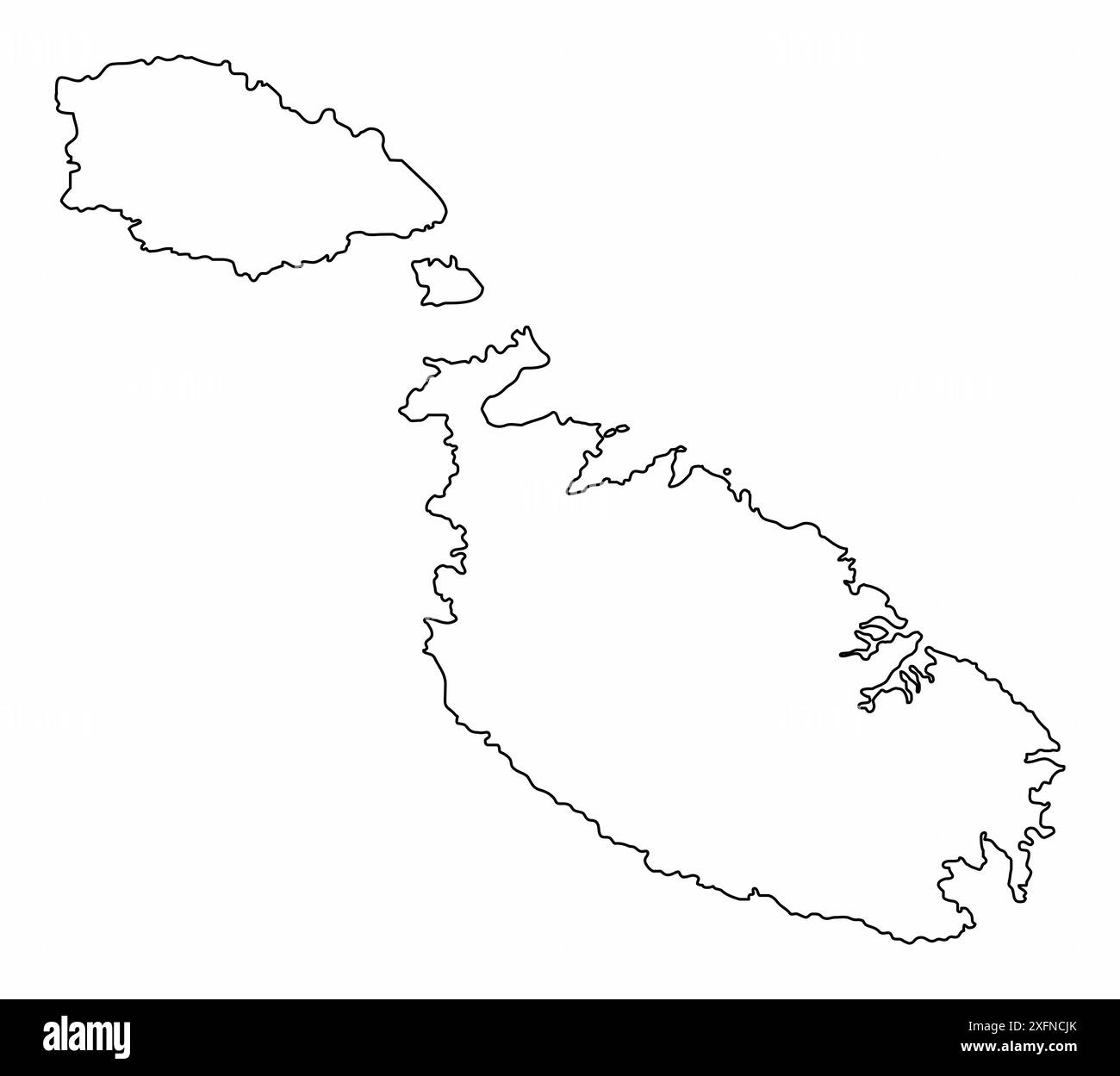 Malta outline map isolated on white background Stock Vector Image & Art ...