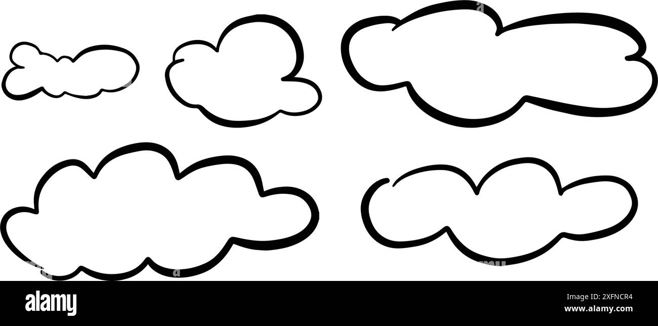 Cloud icon, hand-drawn outline sketch simple doodle outline drawing art ...