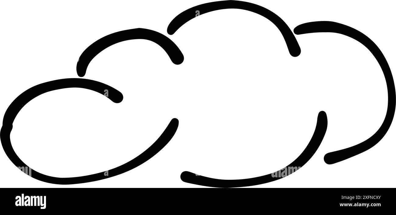 Cloud icon, hand-drawn outline sketch simple doodle outline drawing art ...