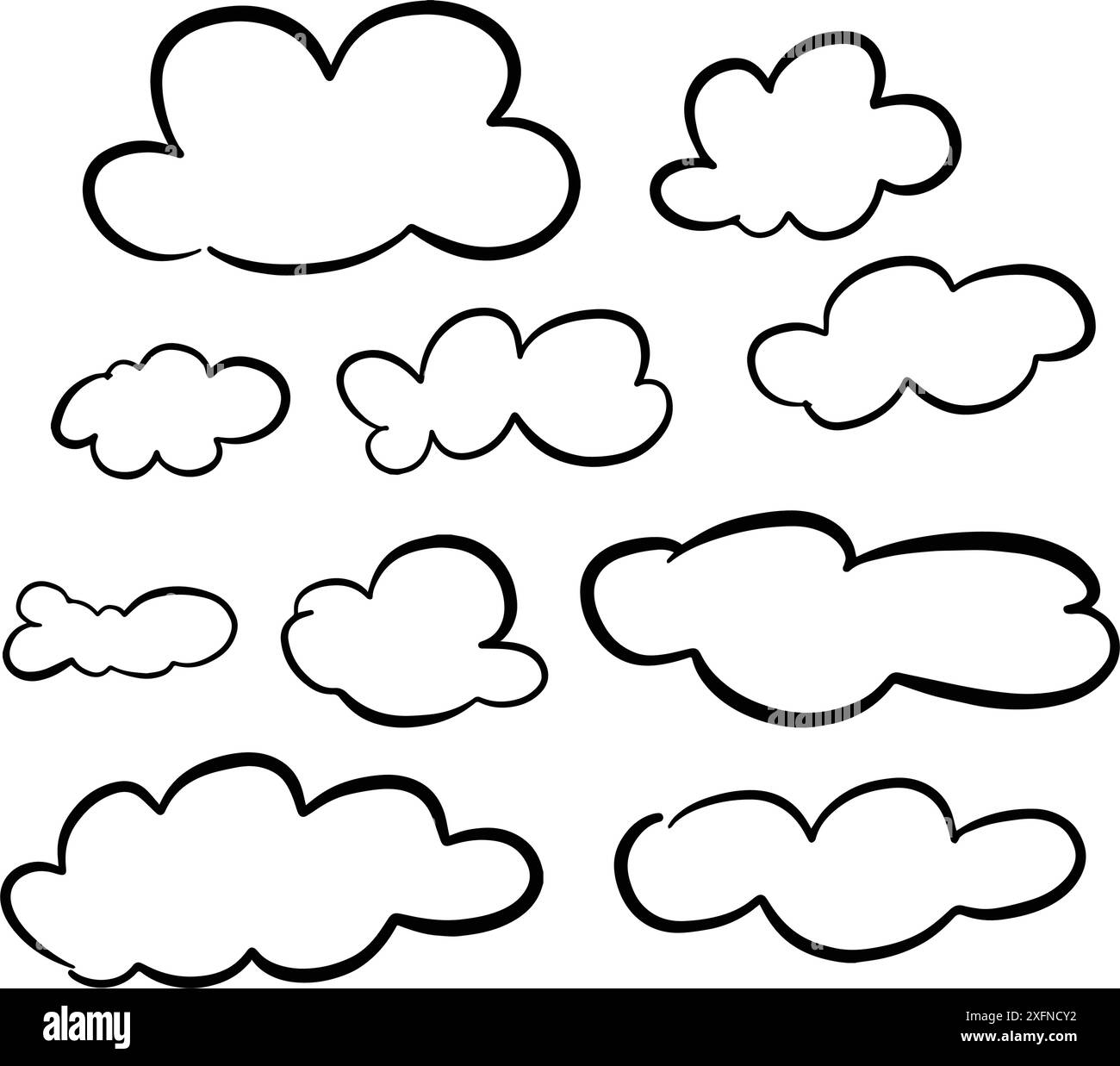 Cloud icon, hand-drawn outline sketch simple doodle outline drawing art ...