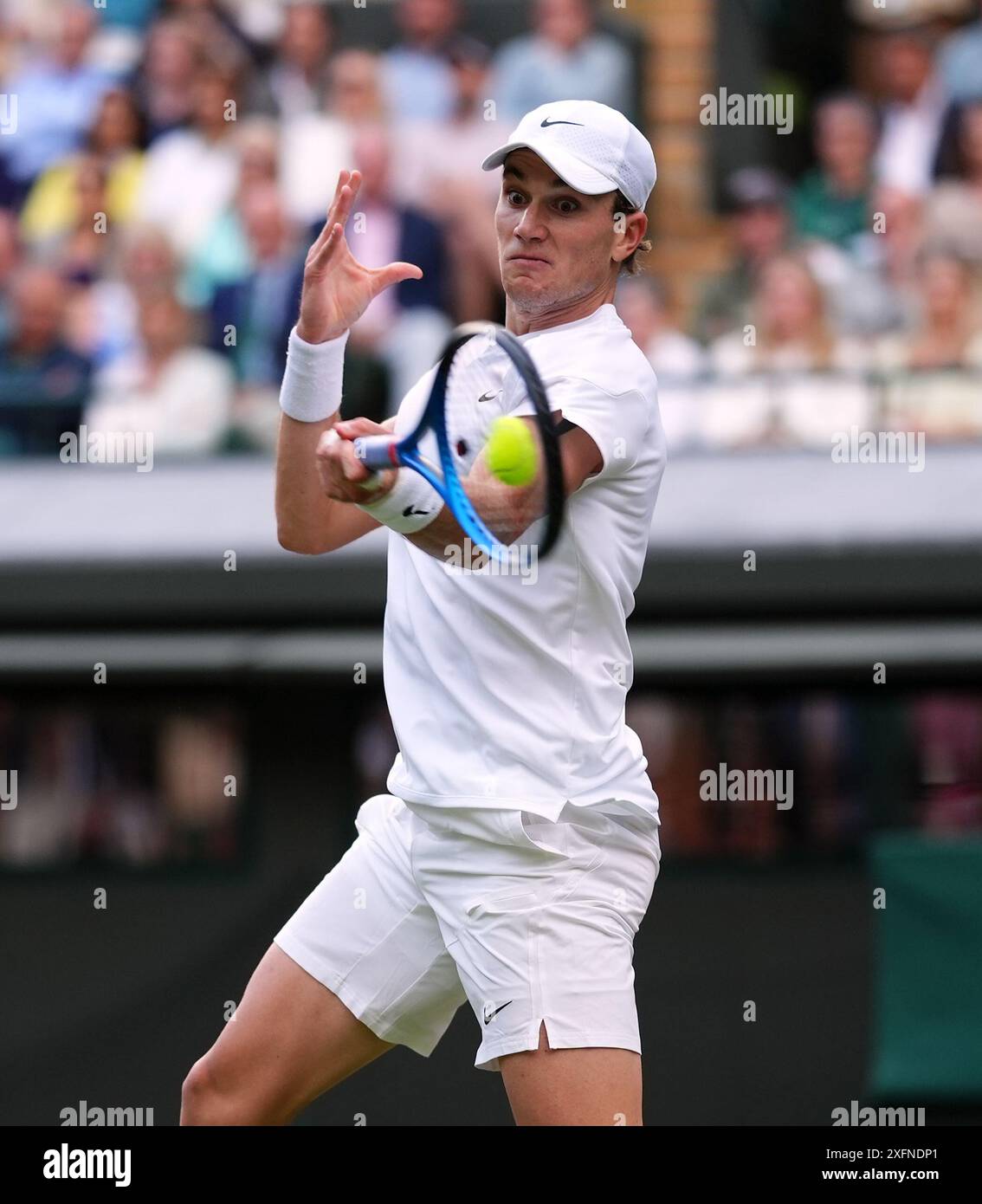 Jack Draper in action against Cameron Norrie (not pictured) on day four ...