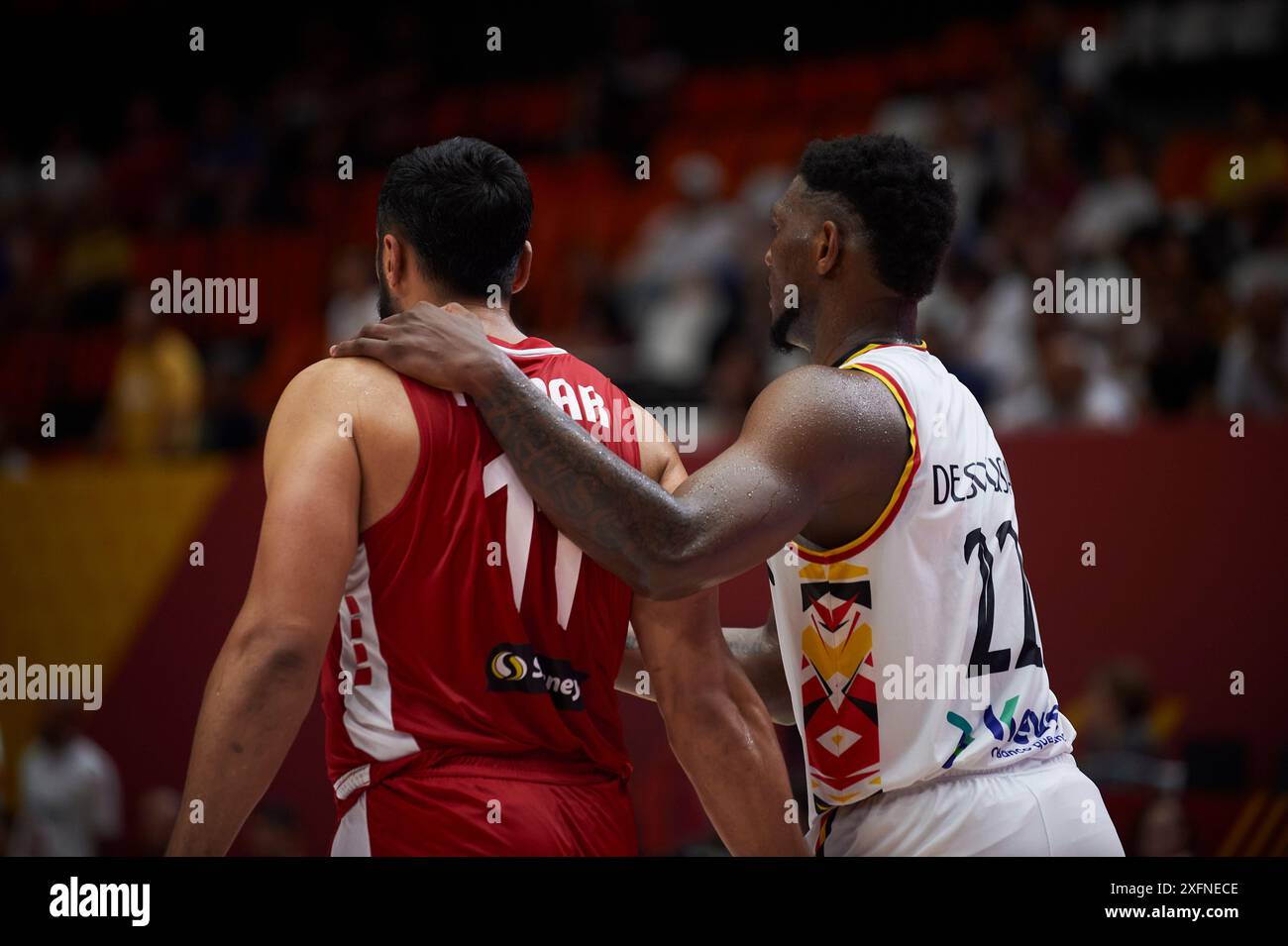 Ali Haidar from Lebanon team (L) and Silvio De Sousa from Angola team ...