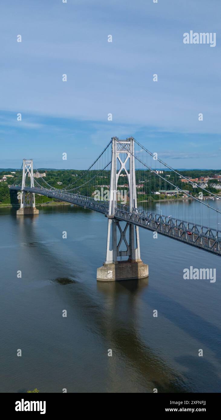 Vertical aerial video of the Franklin Delano Roosevelt Mid-Hudson ...
