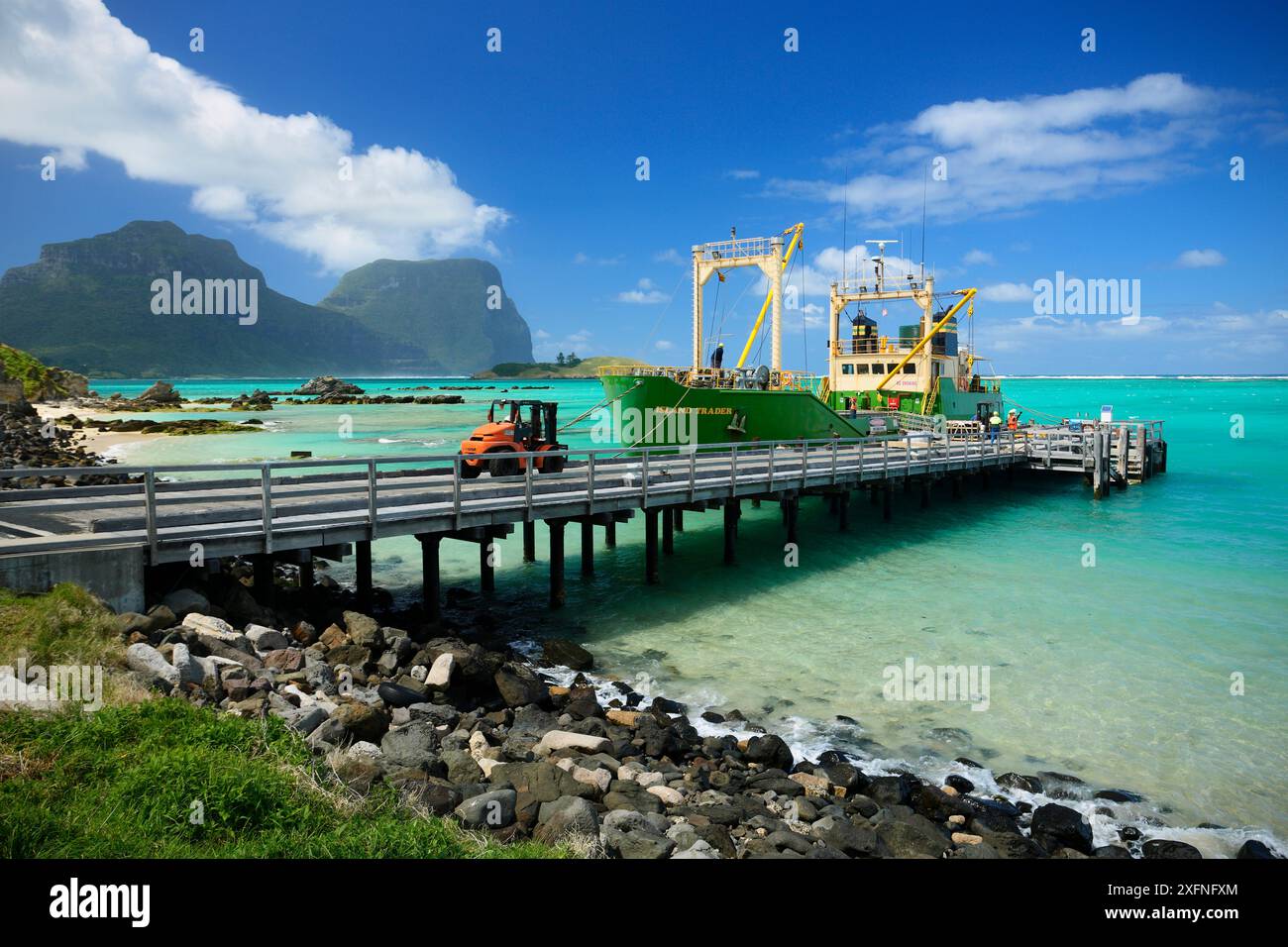 Island Trader ship carrying goods to Lord Howe island, Lord Howe Island ...